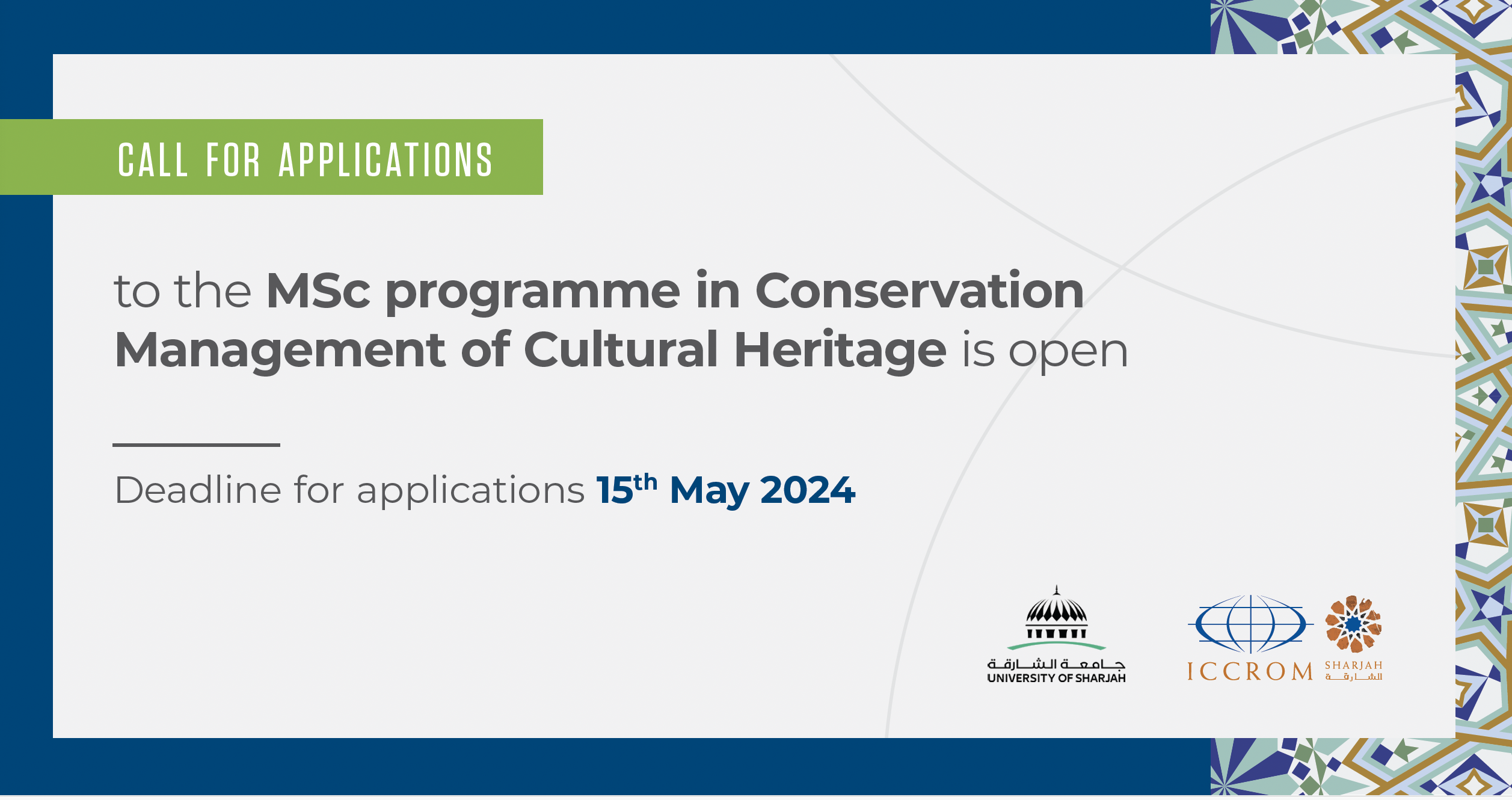 MSc Programme in Conservation Management of Cultural Heritage 2024-2025 ...